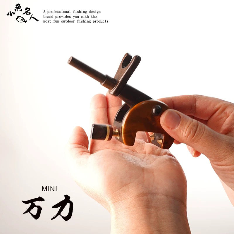 Mini baby elephant Wanli, solid wood battery small object fishing brac